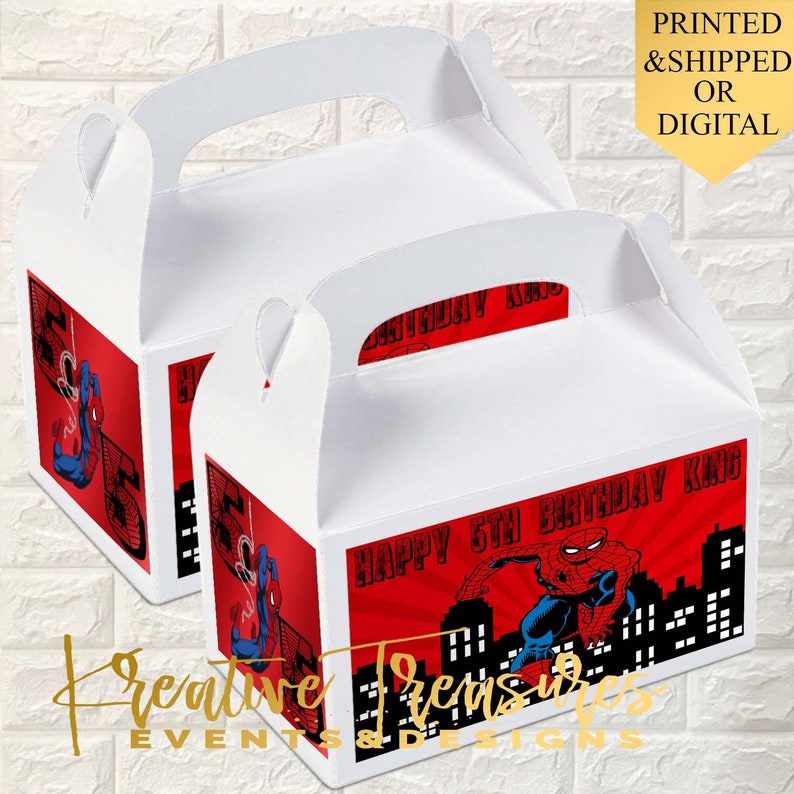 Spiderman Favor Bags Custom Gable Box Spiderman Labels | Etsy