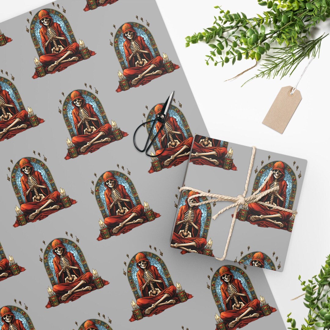 Divine Skeleton in Front of Stained Glass Window Wrapping Paper - Etsy