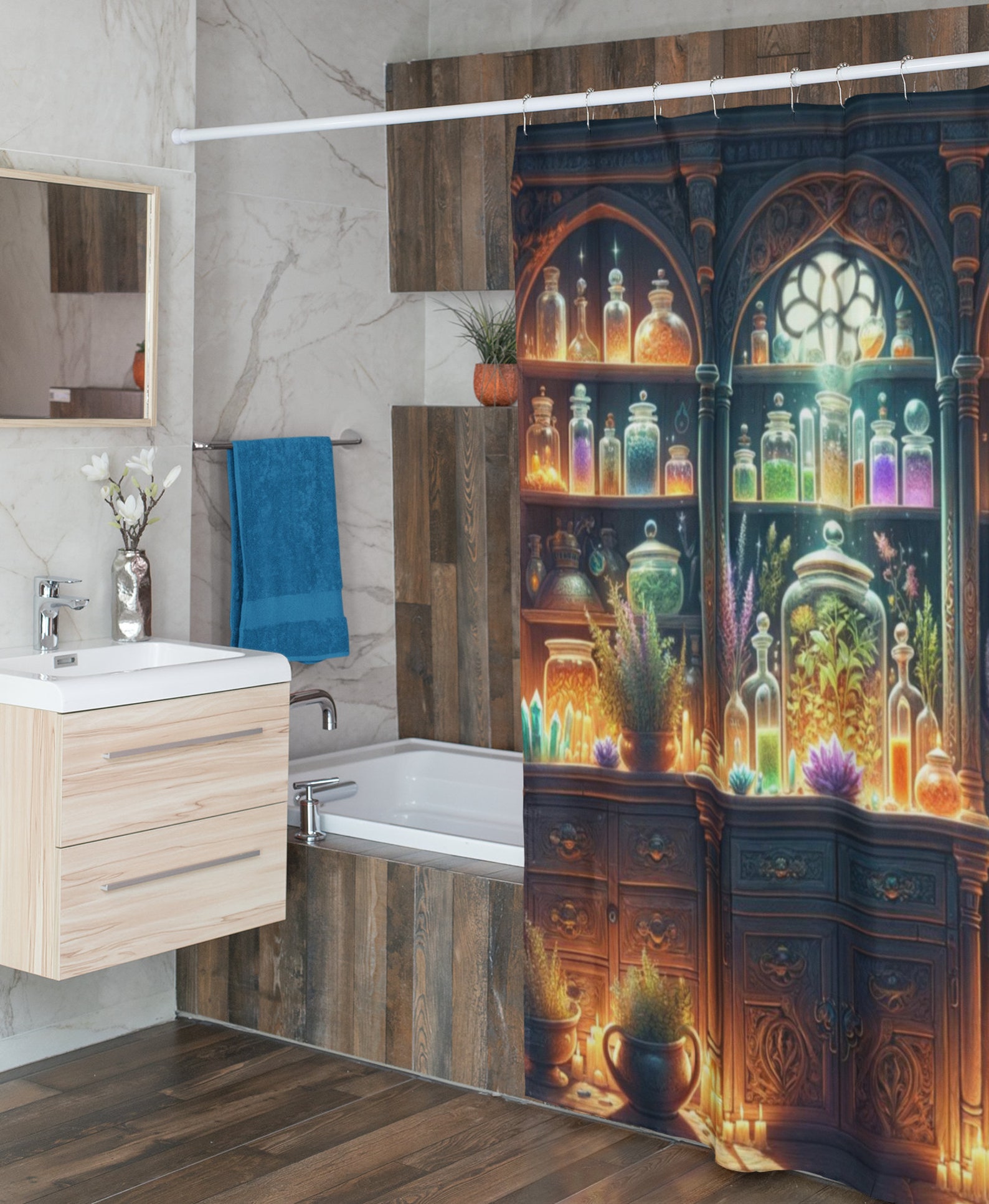 Apothecary Cabinet Shower Curtain: Magic Potion Bathroom Decor - Etsy