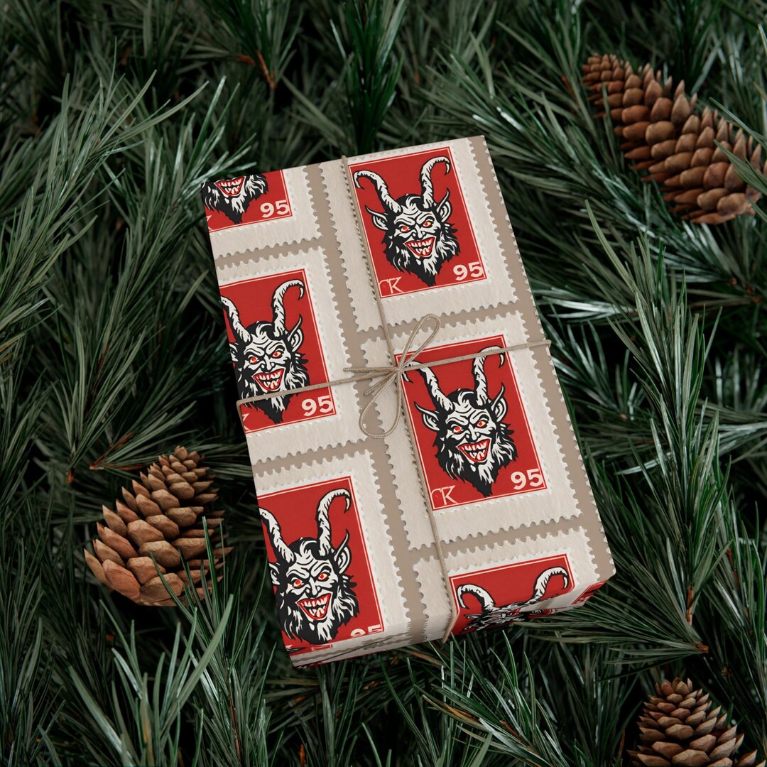 Postage Stamp - Classic Krampus - Traditional Holiday Wrapping Paper - Etsy
