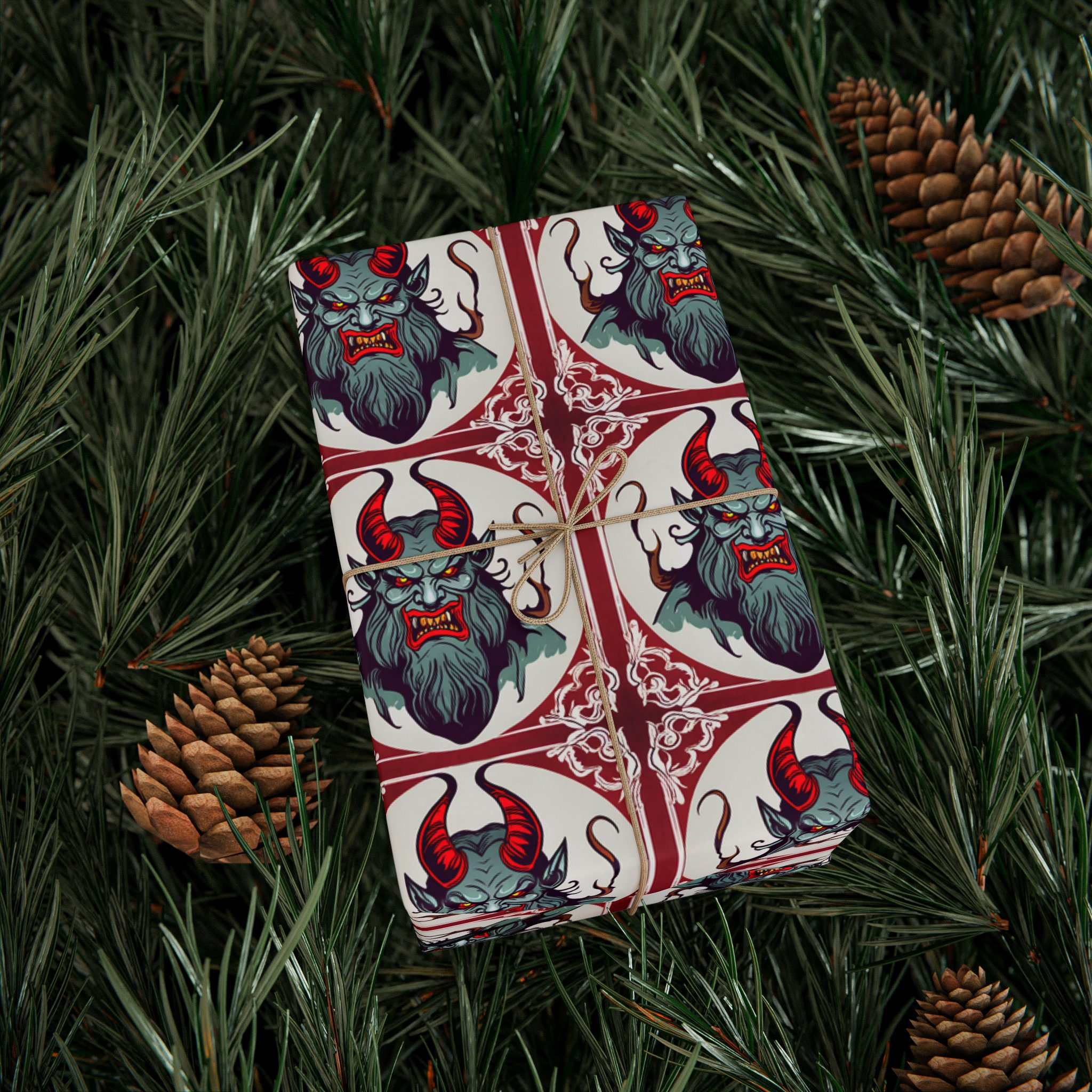 Krampus Traditional Gothic Wrapping Paper Creepmas Gift Wrap - Etsy
