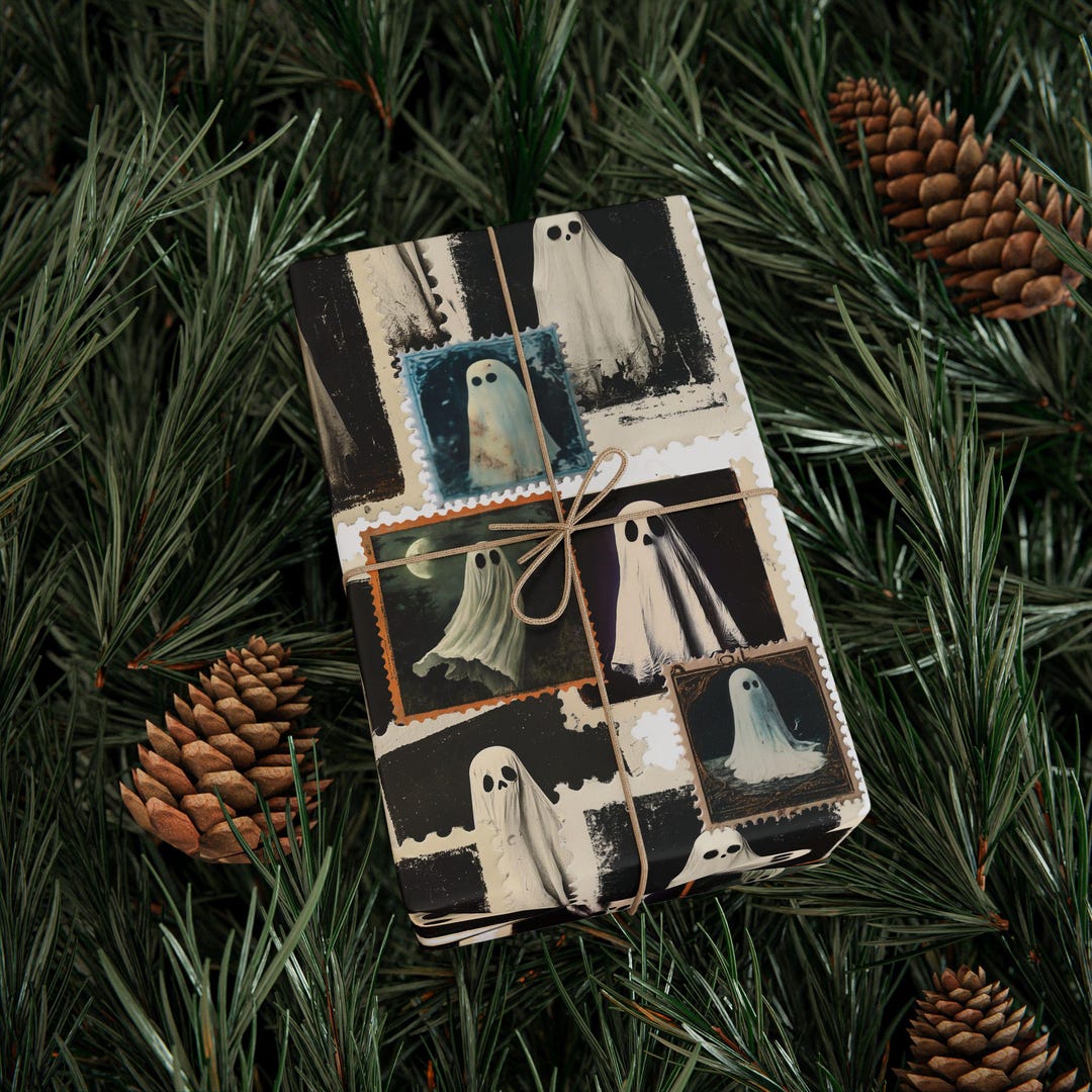 Halloween 2024 Vintage Sheet Ghost Wrapping Paper, Gothic Gift Giving ...