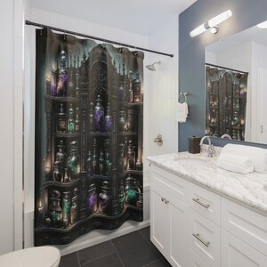 Apothecary Cabinet Gothic Shower Curtain Dark Witch Magic Academia ...