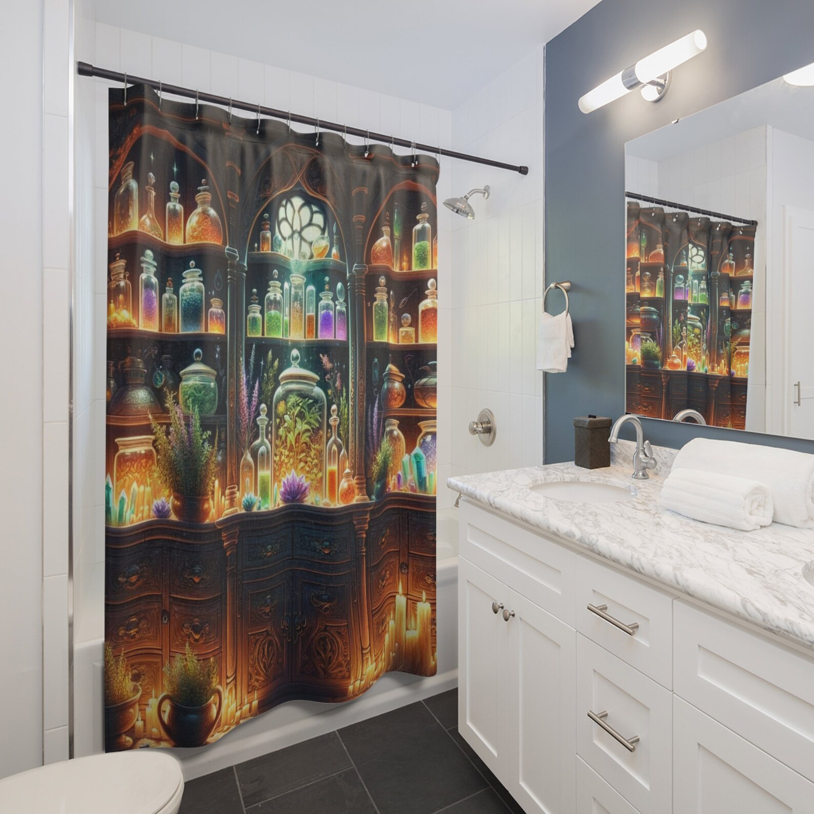 Apothecary Cabinet Shower Curtain: Magic Potion Bathroom Decor - Etsy
