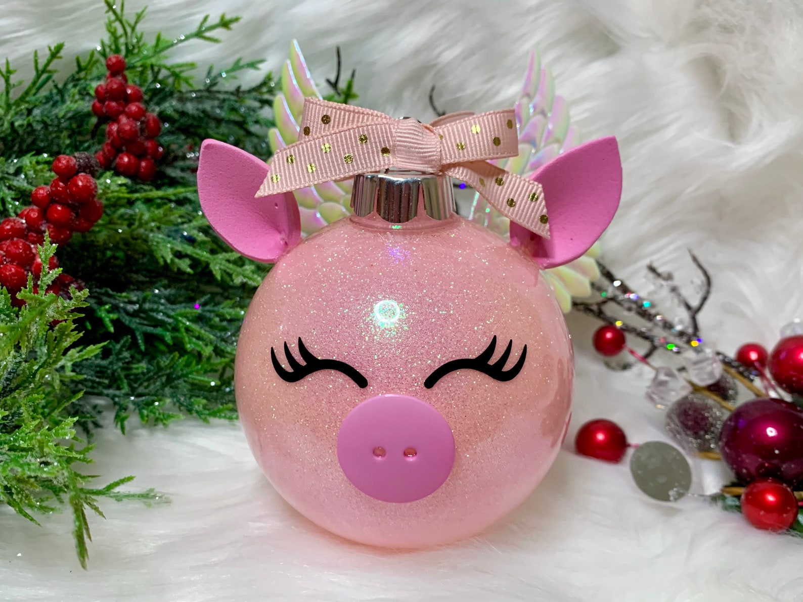 Flying Pig Ornament Shatterproof Glitter Ornament When Pigs - Etsy