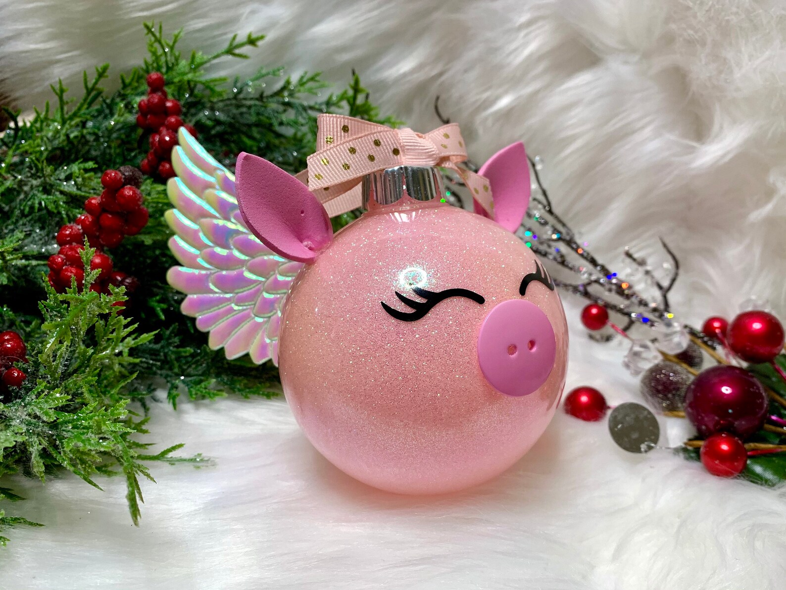 Flying Pig Ornament Shatterproof Glitter Ornament When Pigs - Etsy