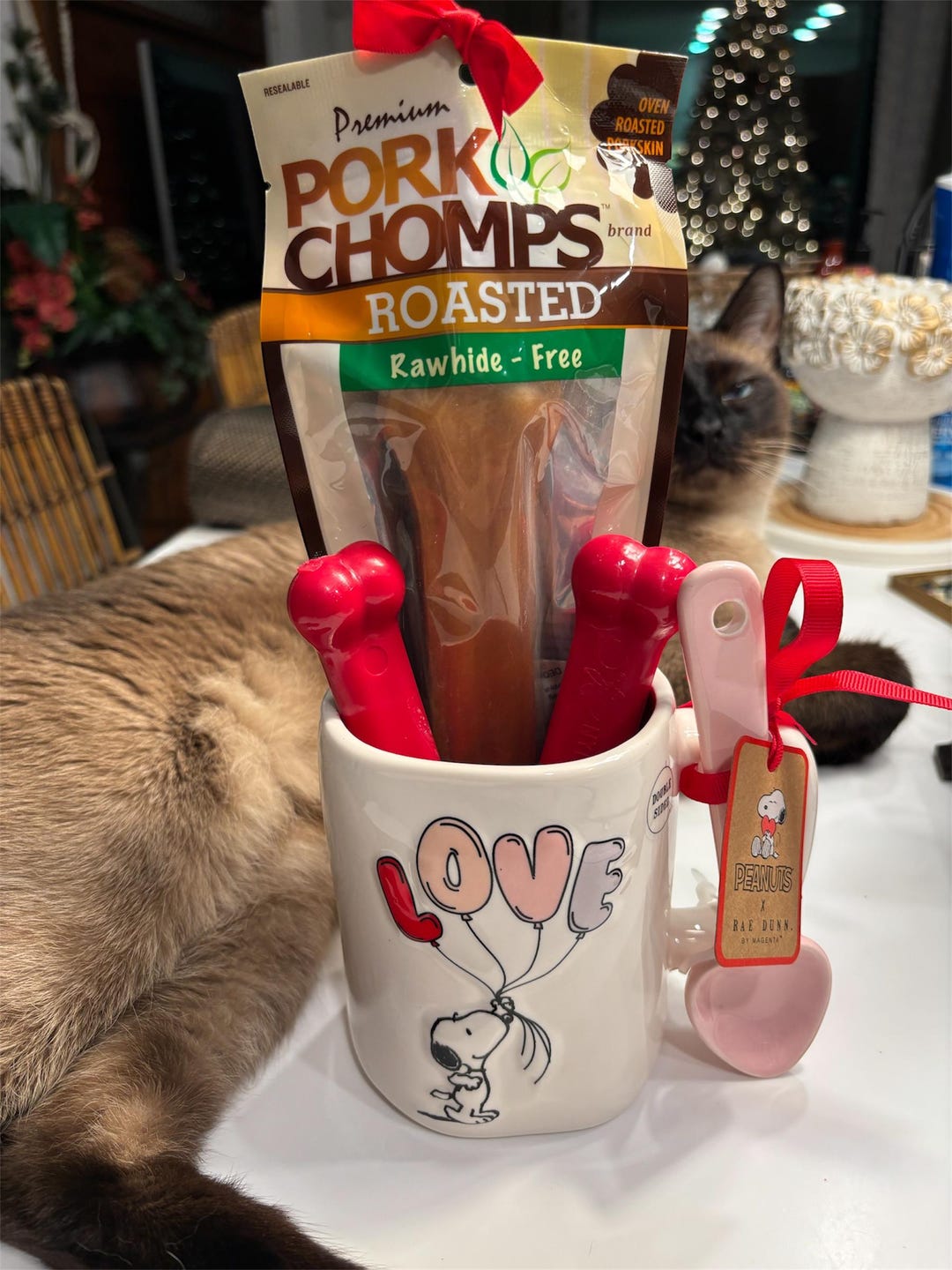 Snoopy Love Mug Doggie Gift Set, Pork Chomp Roasted Bone Treat, Red Dog ...