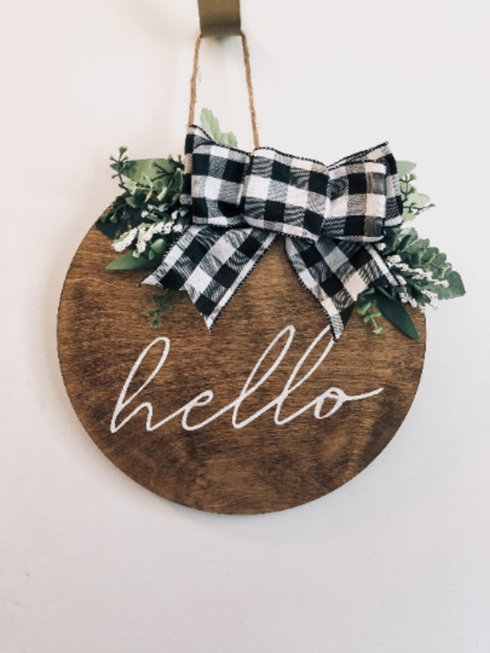 Round Wood Wreaths Hello Sign Welcome Sign Personalized - Etsy Canada