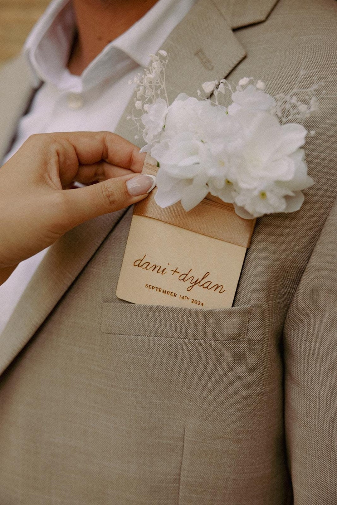Custom Laser Engraved Wedding Prom Boutonniere Pocket Insert ...