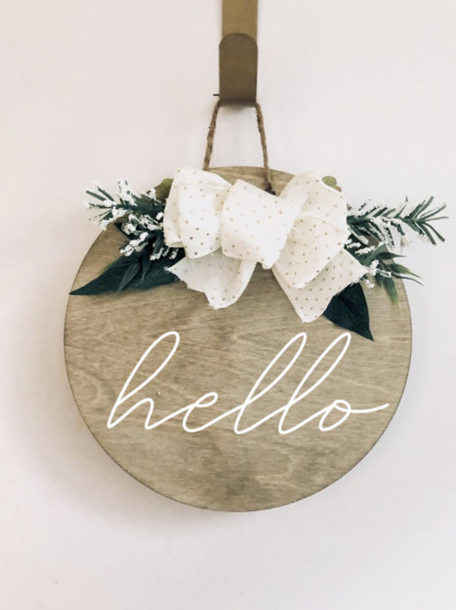 Round Wood Wreaths | Hello Sign | Welcome Sign | Personalized Sign ...