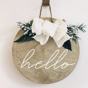 Round Wood Wreaths | Hello Sign | Welcome Sign | Personalized Sign ...