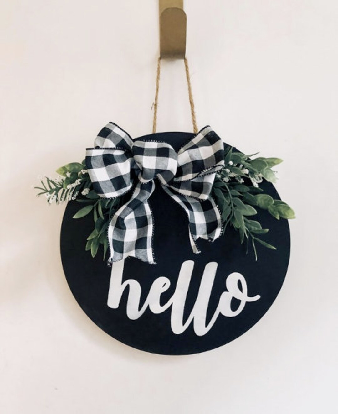 Round Wood Wreaths | Hello Sign | Welcome Sign | Personalized Sign ...