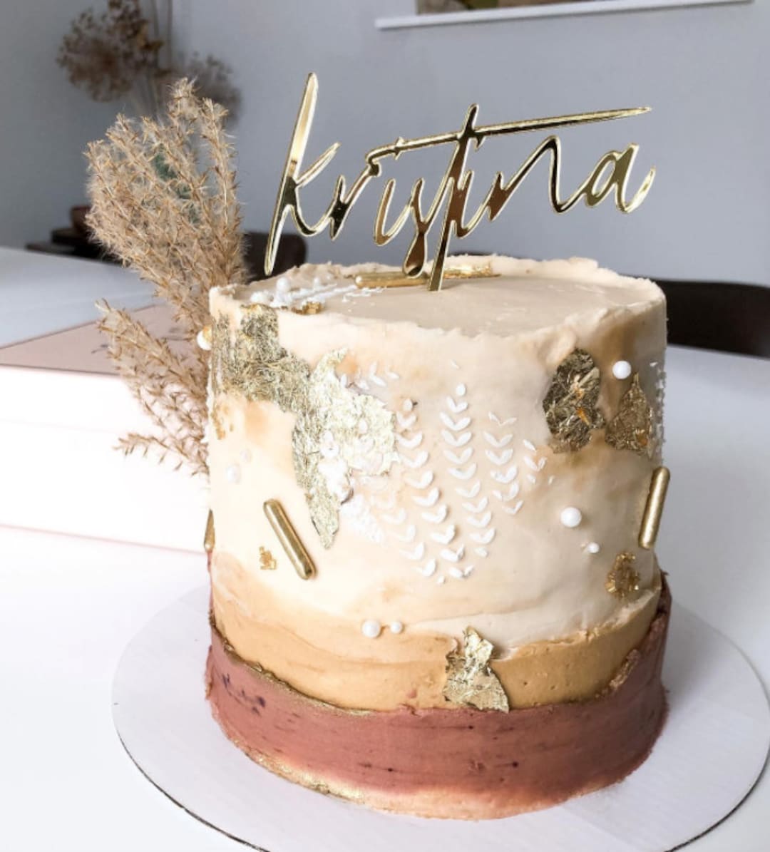 Gold Custom Name | Modern Acrylic Cake Topper Personalized Cake ...