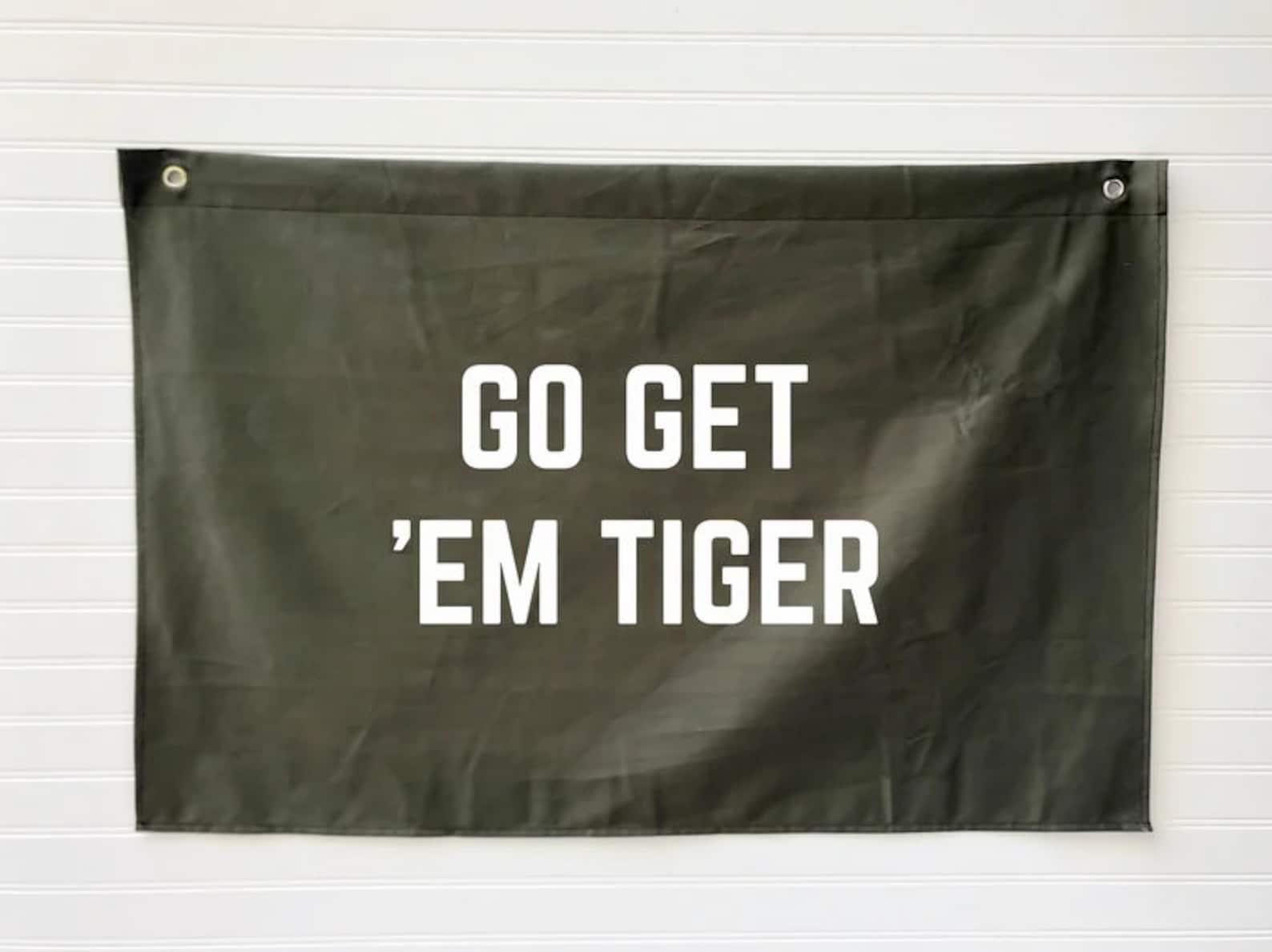 Go Get 'em Tiger | Custom Name Banner | Custom Canvas Wall Hanging ...