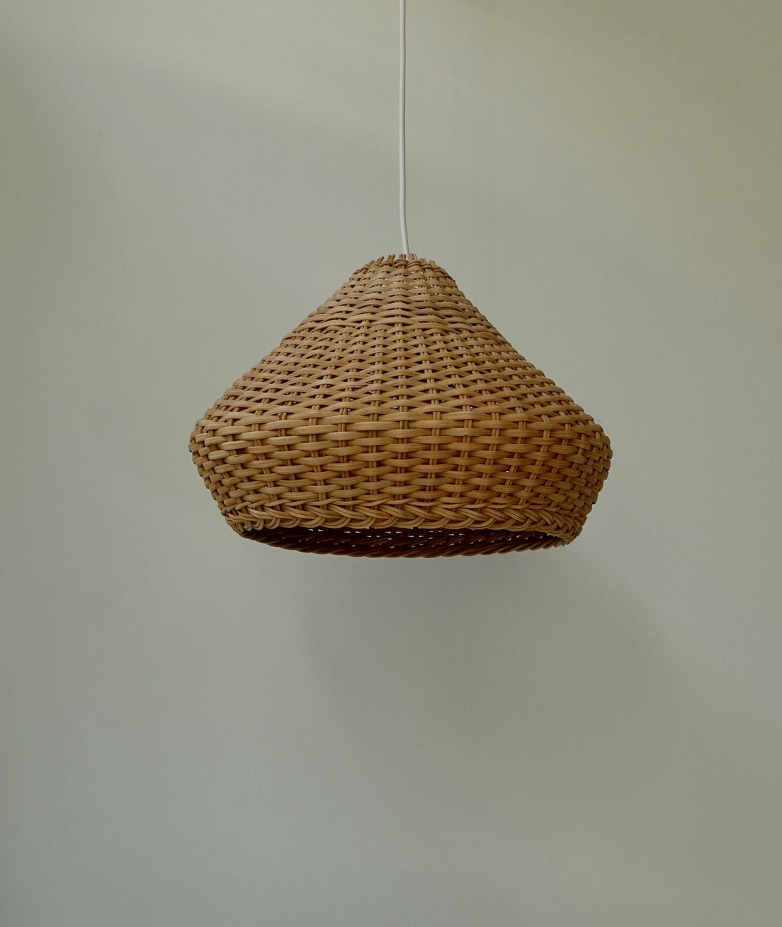 Genuine 1970s Wicker Work Reed Large Nomadic Tent Shaped Pendant ...