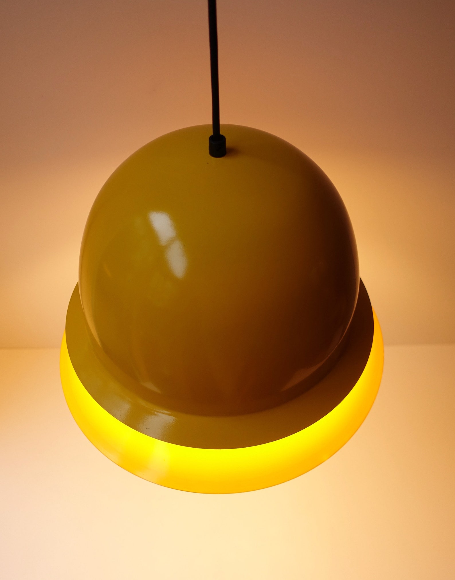 Rare Model Large Yellow Double Bowler Hat Shape Graphic Metal Pendant ...