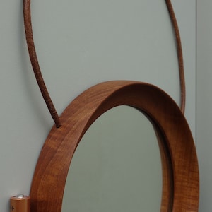 W566 Stunning Mini Very Small One Piece Frame Round Teak Wood Mirror ...