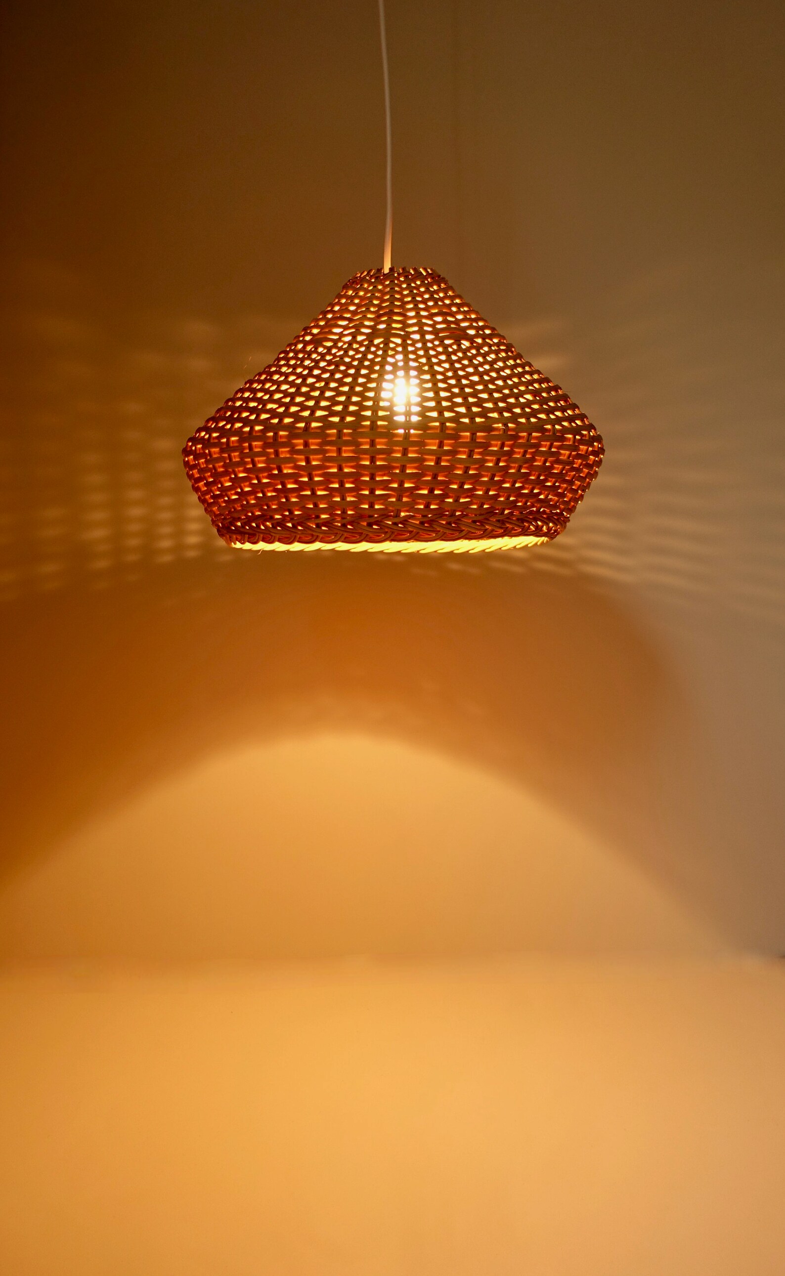 Genuine 1970s Wicker Work Reed Large Nomadic Tent Shaped Pendant ...