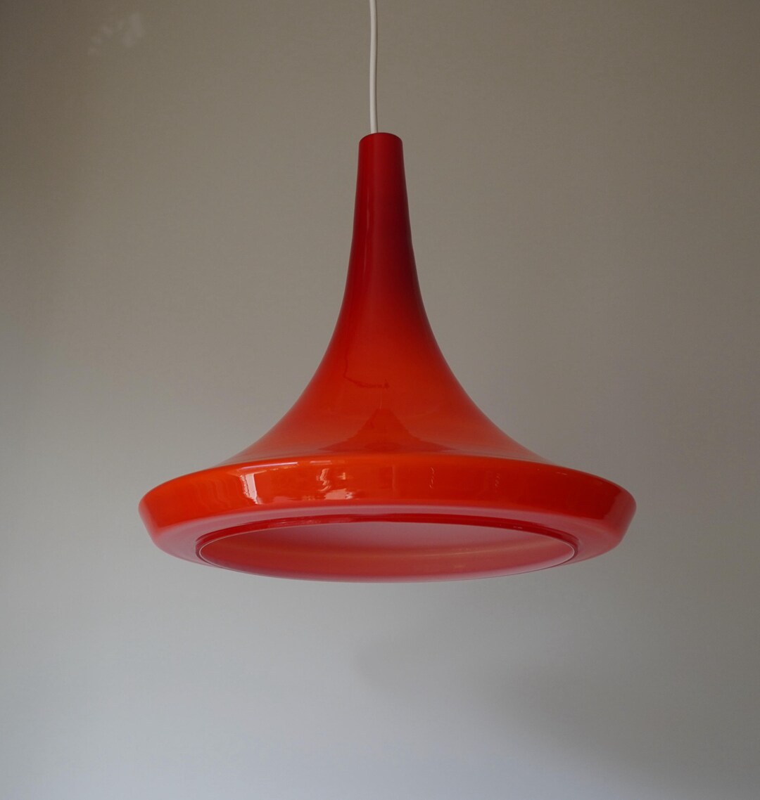 Holmegaard Denmark XL Very Rare Model Trumpet Shape Dark Orange Hanging ...