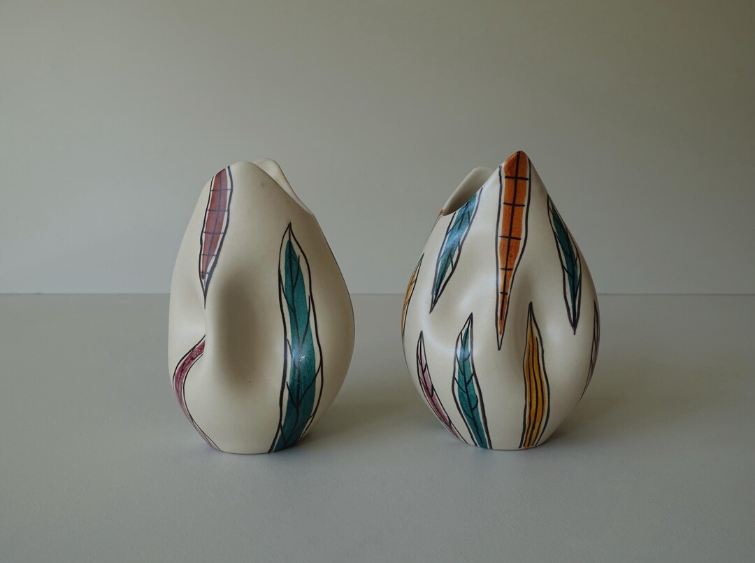 Pair Very Rare Hand Squeezed Modelled Painted Tessier Tess Villenauxe ...