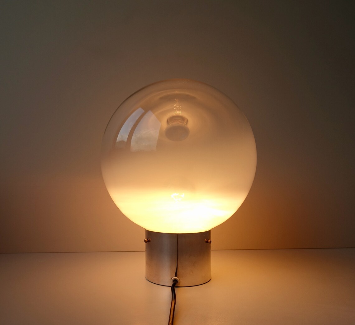 Space age large ball shaped glass table desk lamp light | Etsy