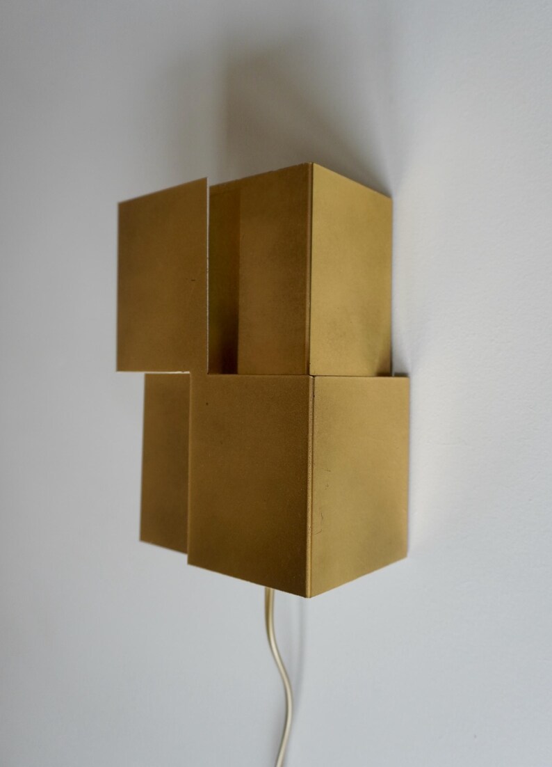 Authentic Vintage Brass Gold Wall Lamp Miro Geometric Model 1703 Anvia ...