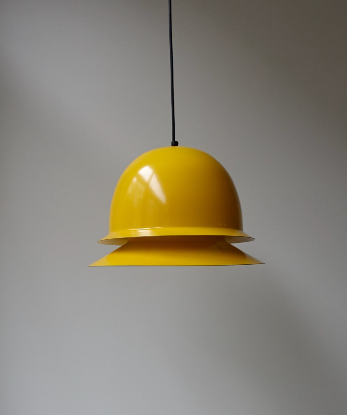 Rare Model Large Yellow Double Bowler Hat Shape Graphic Metal Pendant ...