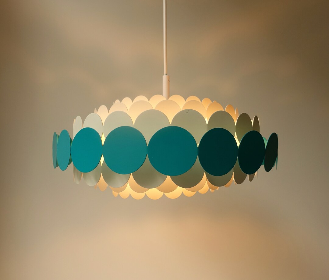 Rarest Color Turquoise Stunning Graphic Metal Doria Leuchten Seven 7 ...