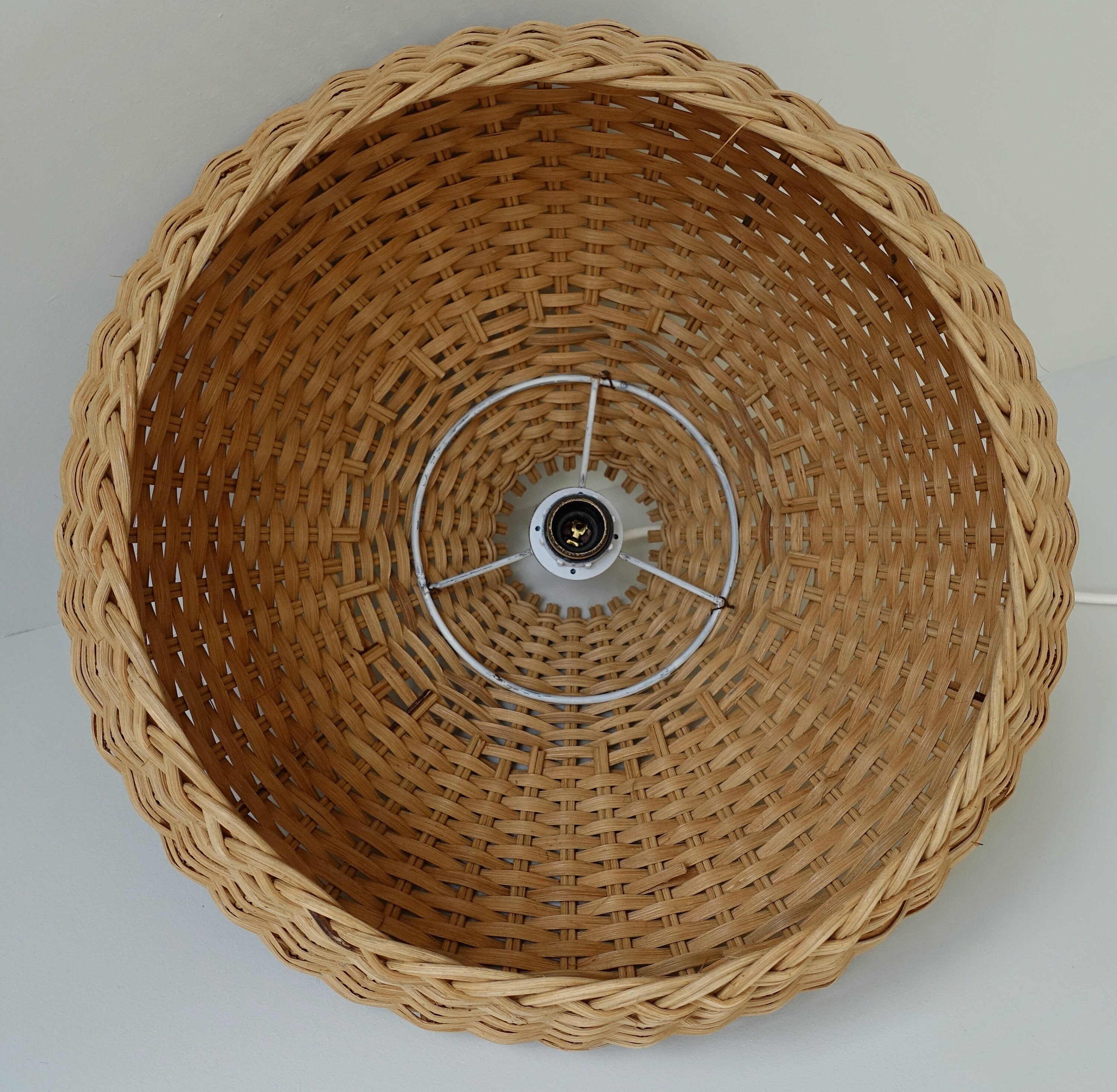 Genuine 1970s Wicker Work Reed Large Nomadic Tent Shaped Pendant ...