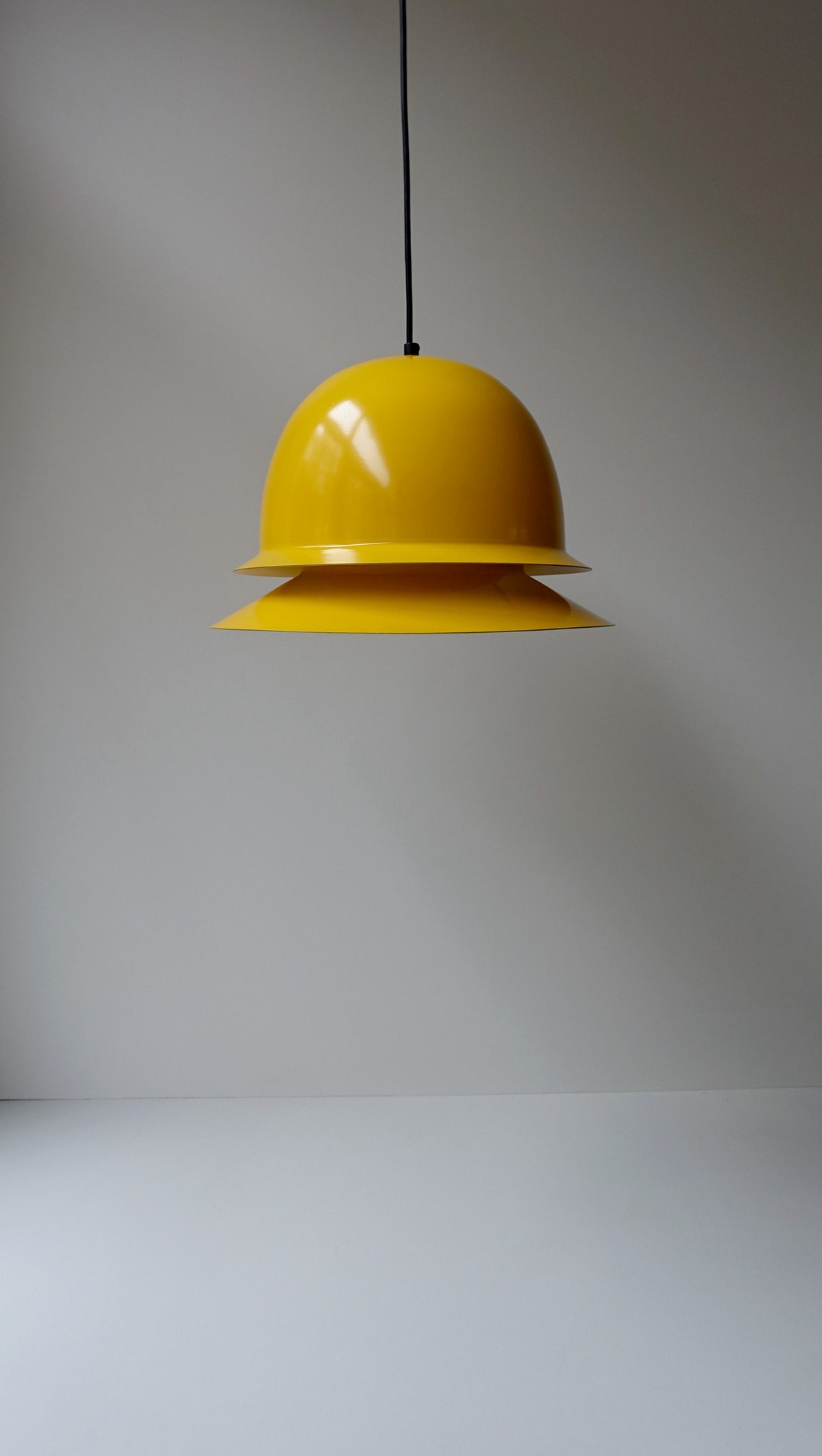 Rare Model Large Yellow Double Bowler Hat Shape Graphic Metal Pendant ...