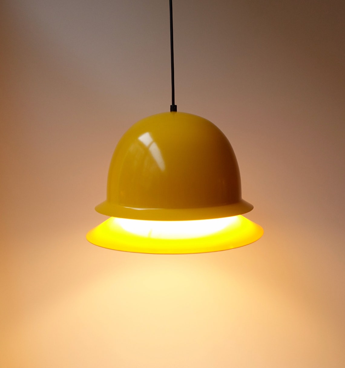 Rare Model Large Yellow Double Bowler Hat Shape Graphic Metal Pendant ...