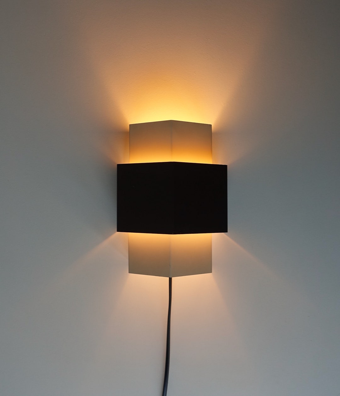 Graphic All Metal Wall Lamp Metal Chocolate Beige Symmetrical Geometric ...