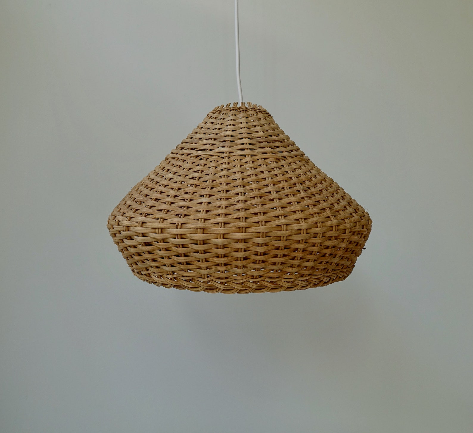 Genuine 1970s Wicker Work Reed Large Nomadic Tent Shaped Pendant ...