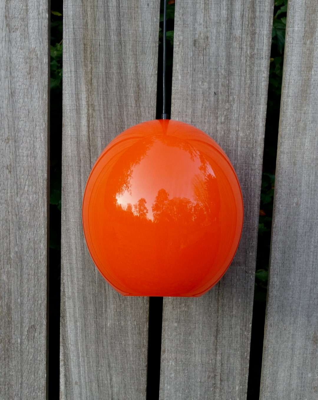 Rare Shape & Size XXL Orange Egg Shaped Opaline Cased Glass Pendant ...