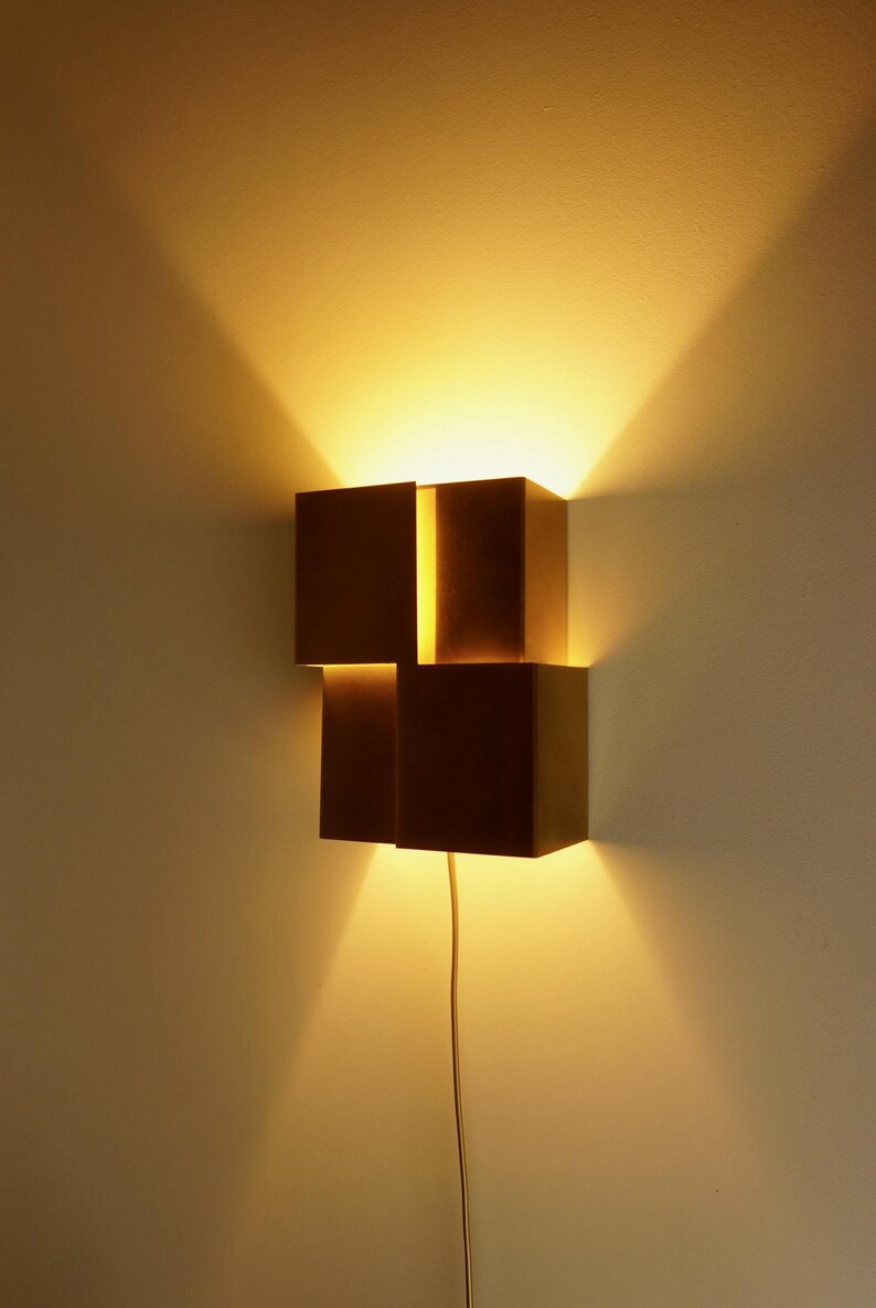 Authentic Vintage Brass Gold Wall Lamp Miro Geometric Model 1703 Anvia ...