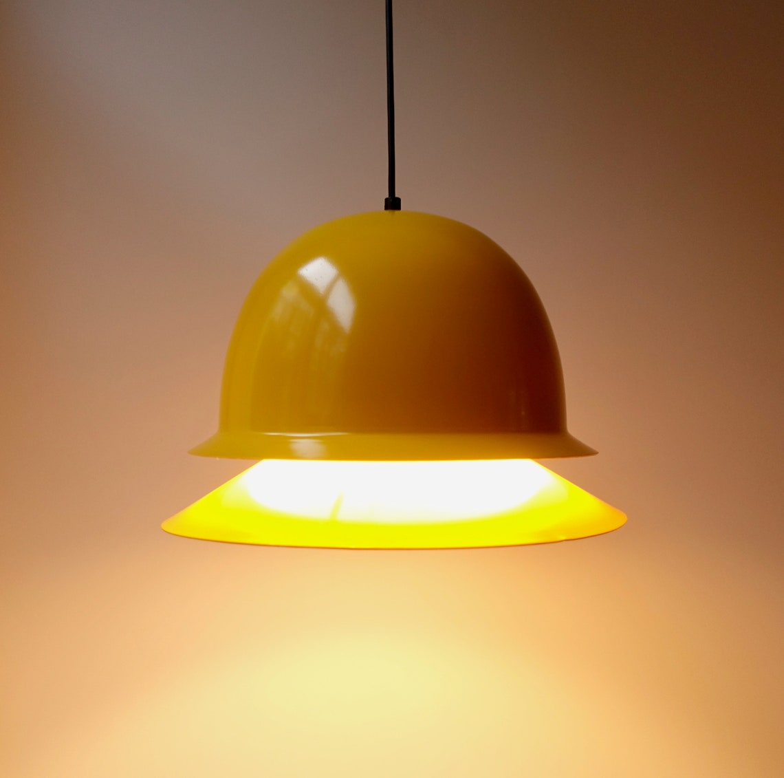 Rare Model Large Yellow Double Bowler Hat Shape Graphic Metal Pendant ...