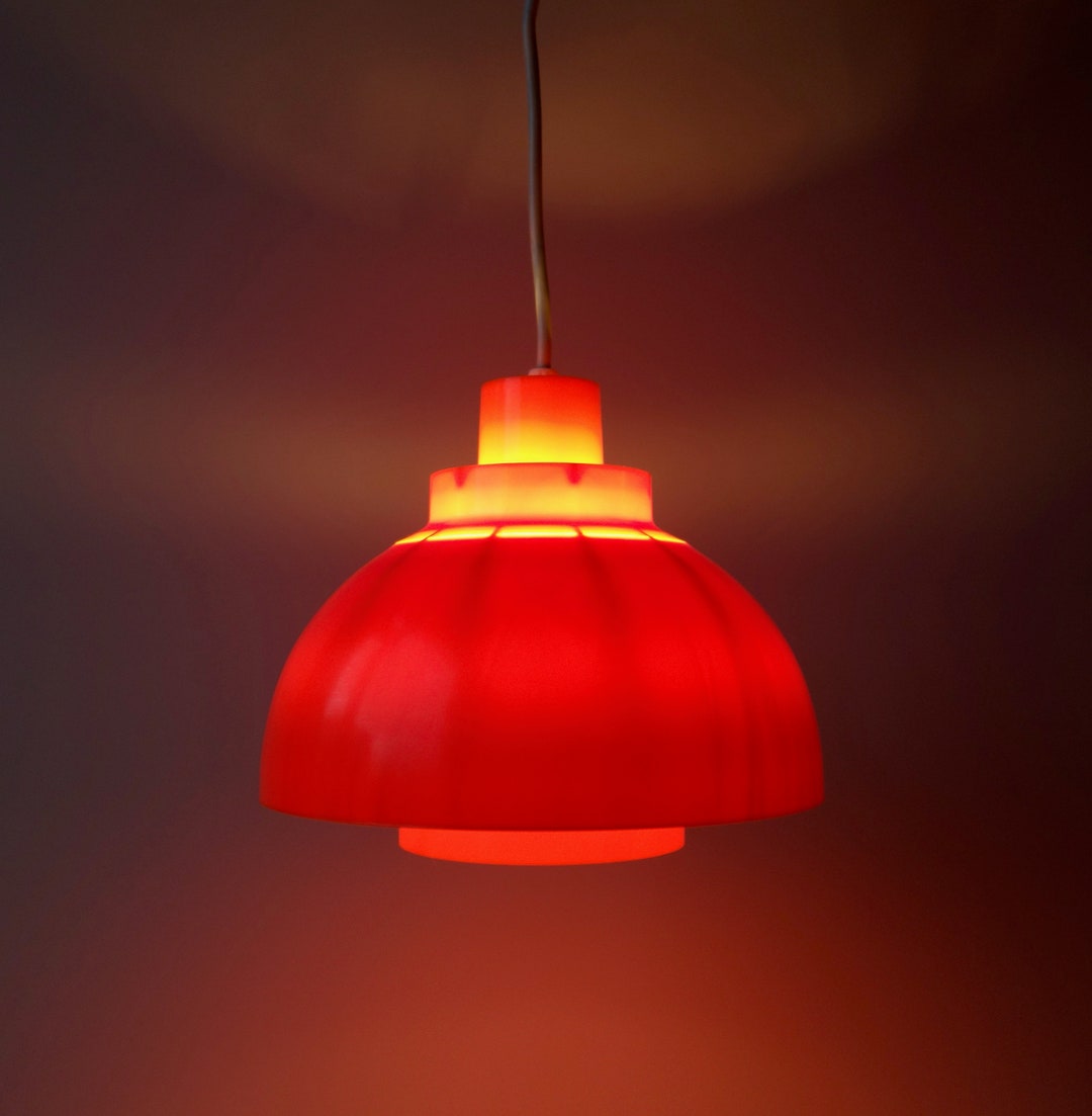 K. Kewo Nordisk Solar Orange Minisol Plastic 1970s Small Pendant Light ...