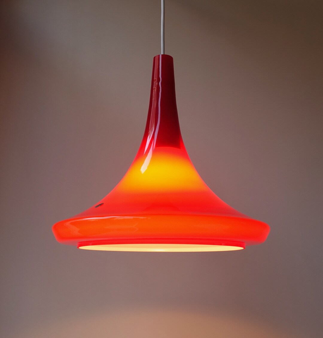 Holmegaard Denmark Large XL Very Rare Model Trumpet Shape Dark Orange ...