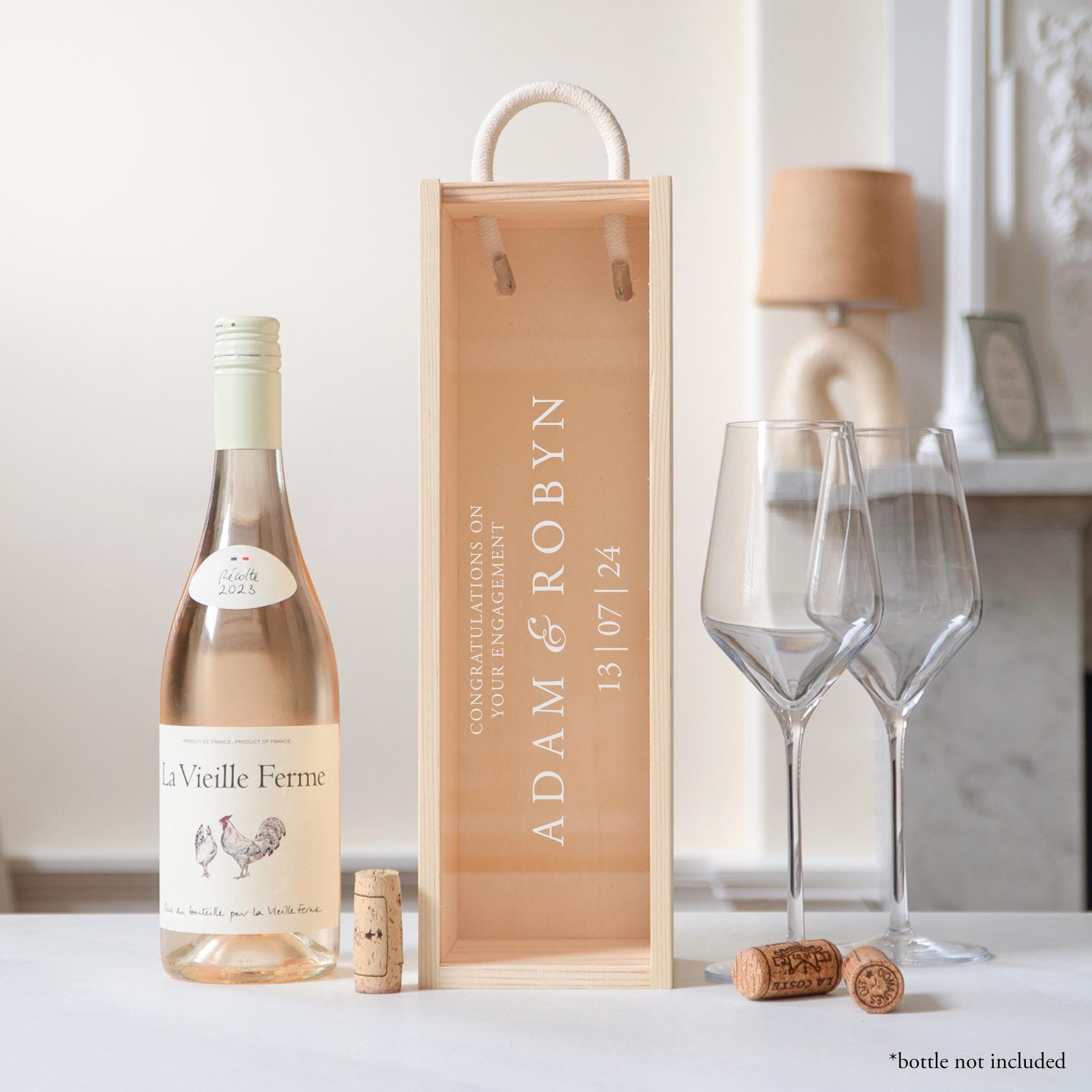 Personalised Engagement Bottle Box | Champagne Wooden Box | Keepsake ...