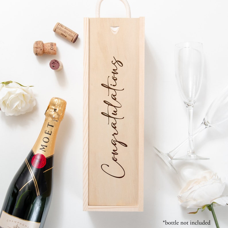 Personalized Congratulations Wine Bottle Box, Engraved Wooden Gift - Etsy