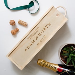 Personalised Engagement Bottle Box Personalised Engagement Gift Present ...