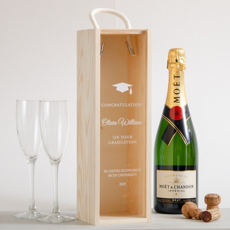 Personalised Graduation Bottle Box Personalised Wine Champagne - Etsy