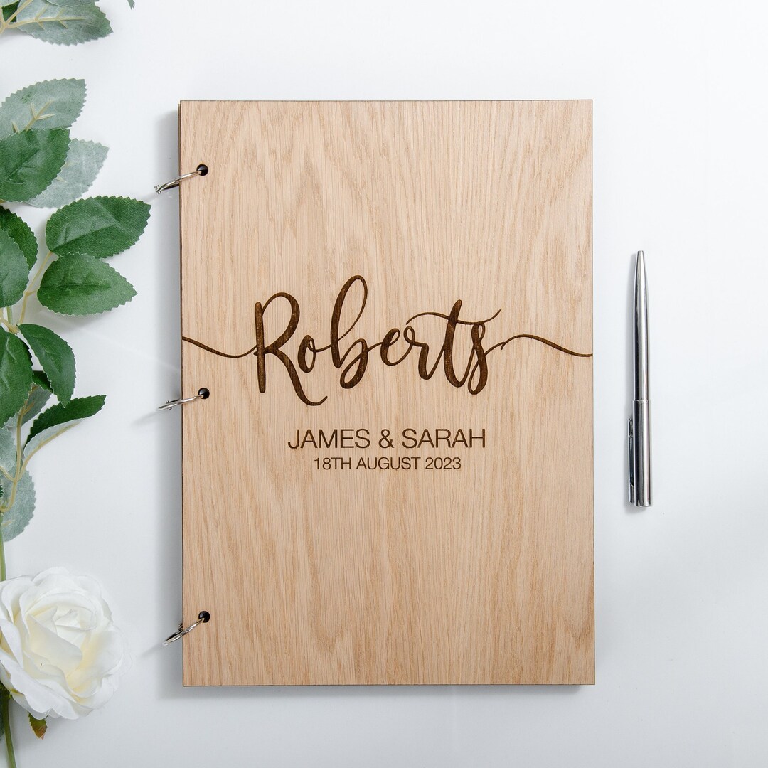 A4 Wooden Personalised Folder Portfolio Wedding Guestbook Wooden Menu ...
