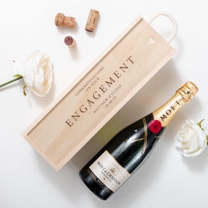 Personalised Engagement Champagne Wooden Box | Wedding Keepsake for ...