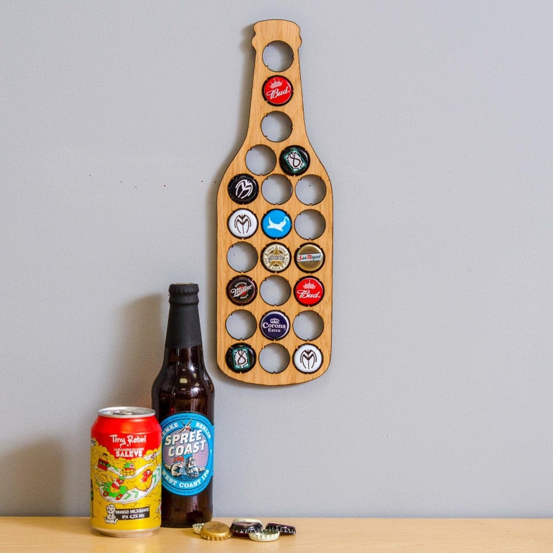 Bottle-shaped Beer Cap Collector | Wall Hanging Display | Gift for Beer ...