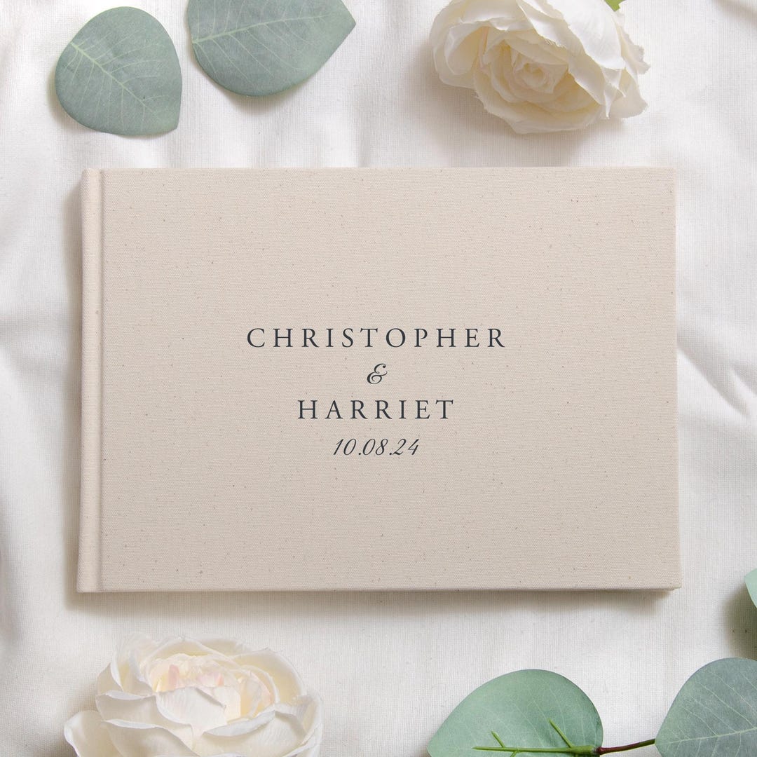 Personalised Linen Guest Book | Wedding Linen Wedding Guestbook ...