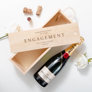 Personalised Engagement Champagne Wooden Box | Wedding Keepsake for ...