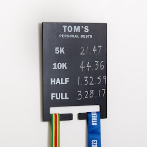 Personalised Medal & Running Time Chalkboard | Runner Gift | Marathon ...