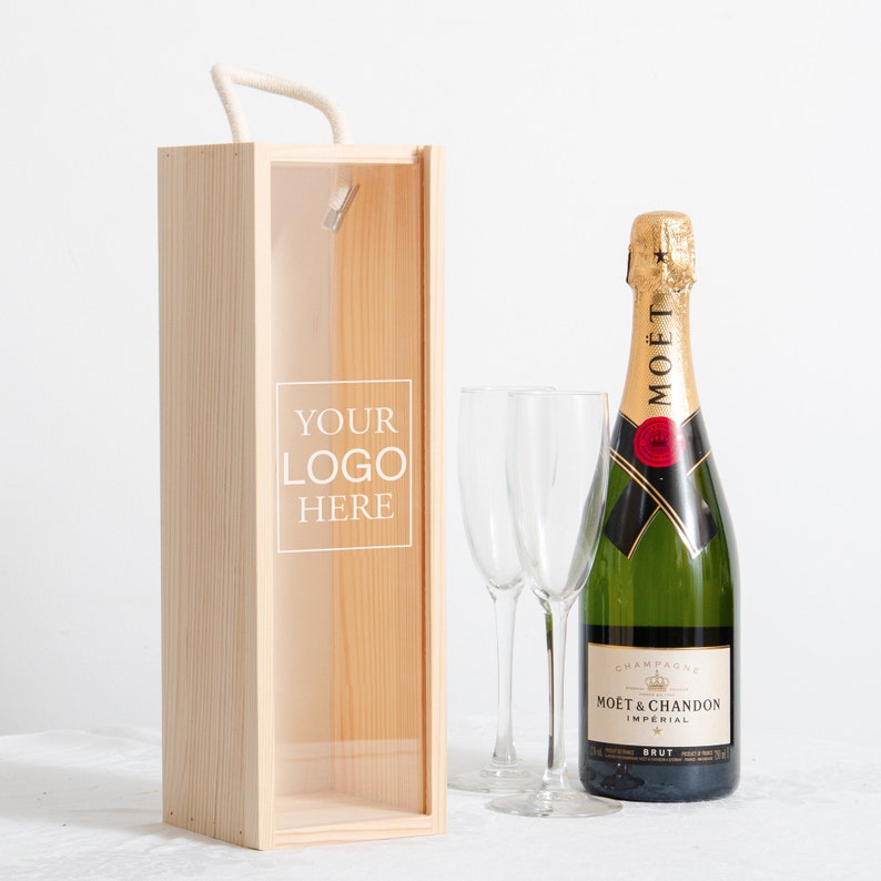 Personalised Logo Bottle Box | Custom Champagne Wooden Box | Corporate ...