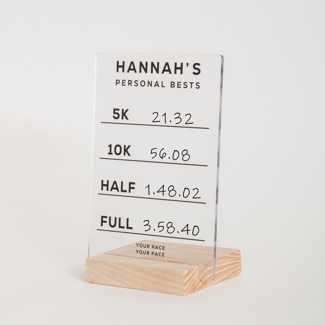 Running Race Time Board | Personalised Acrylic Tracker | Personal Best ...